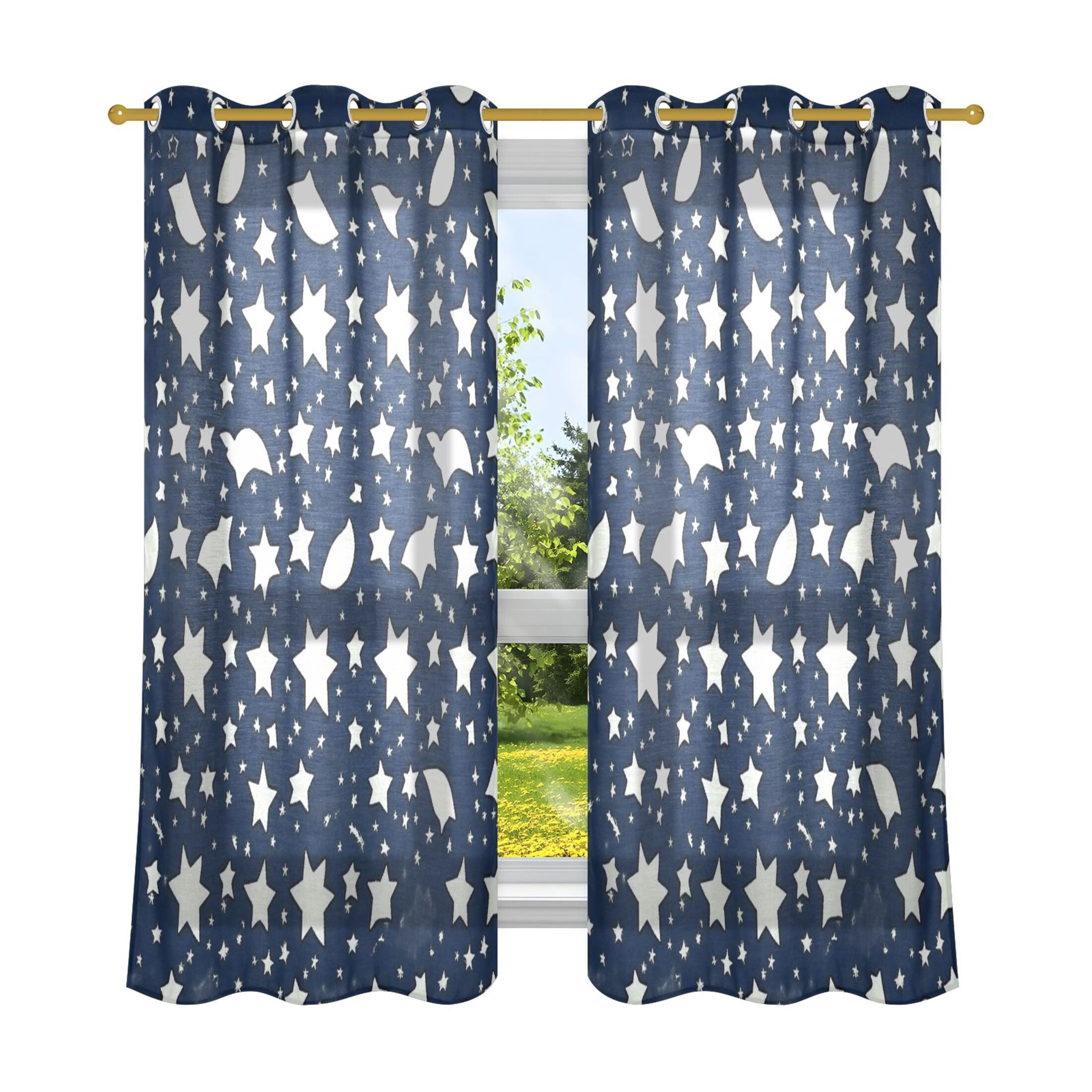 Celestial Patterns Design Breathable Sheer Curtains 63x52in Soft Light ...