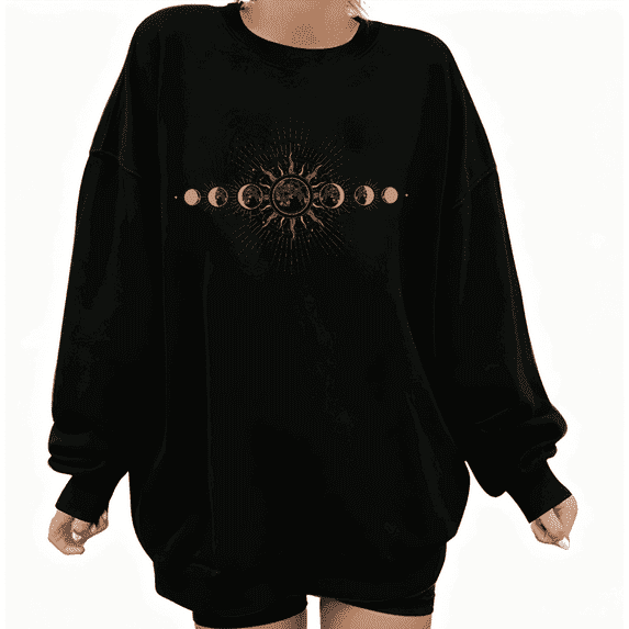 Celestial Phase Tops - Sun Moon Phases Design Long Sleeve Sweatshirt ...