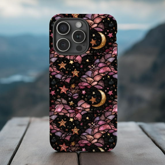 Celestial Pink Moon Stained GlPhone Case Dreamy Pastel Sky with iPhone ...