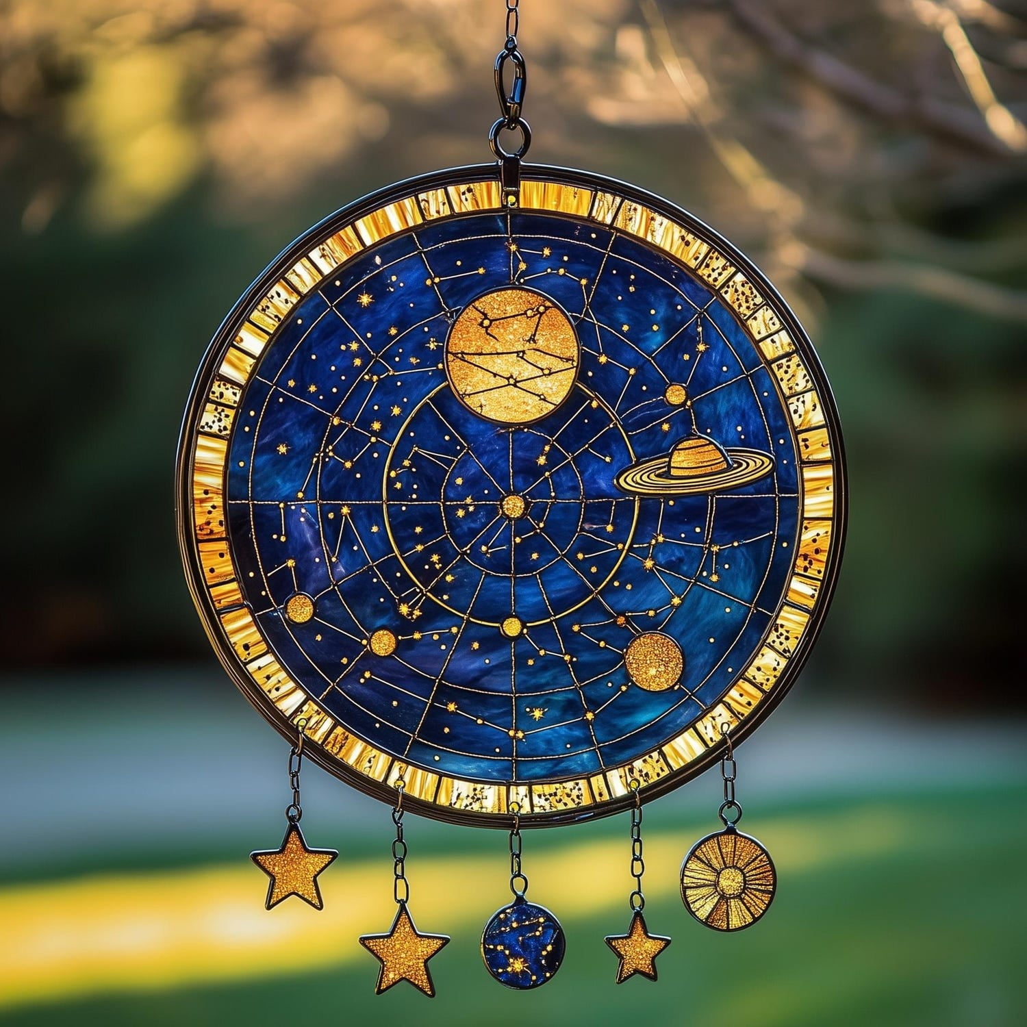 Celestial Planet Acrylic Faux Stained Glass Suncatcher - Astrology ...