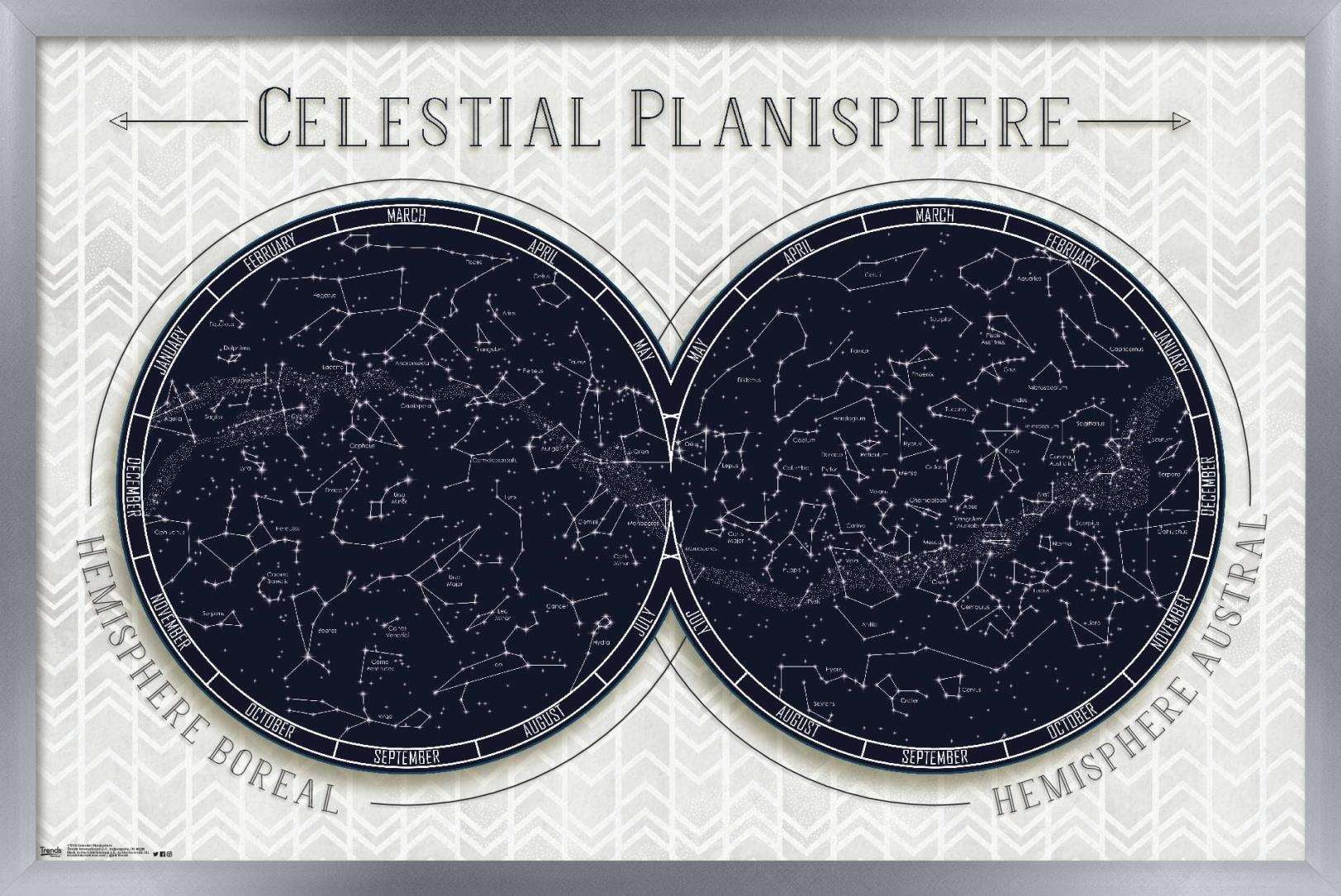 Celestial Planisphere Wall Poster, 14.725" x 22.375", Framed - Walmart.com
