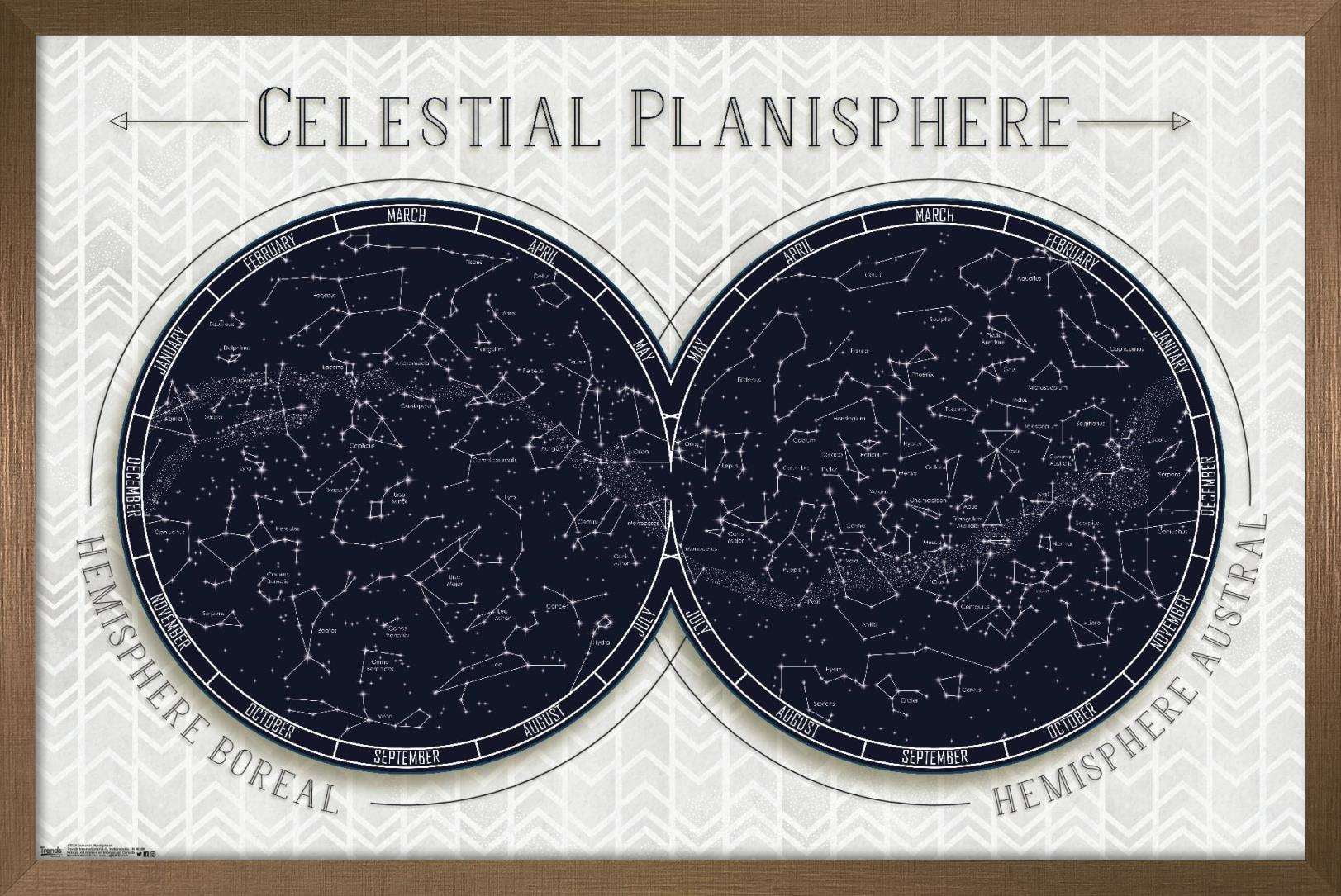 Celestial Planisphere Wall Poster, 22.375" x 34", Framed - Walmart.com