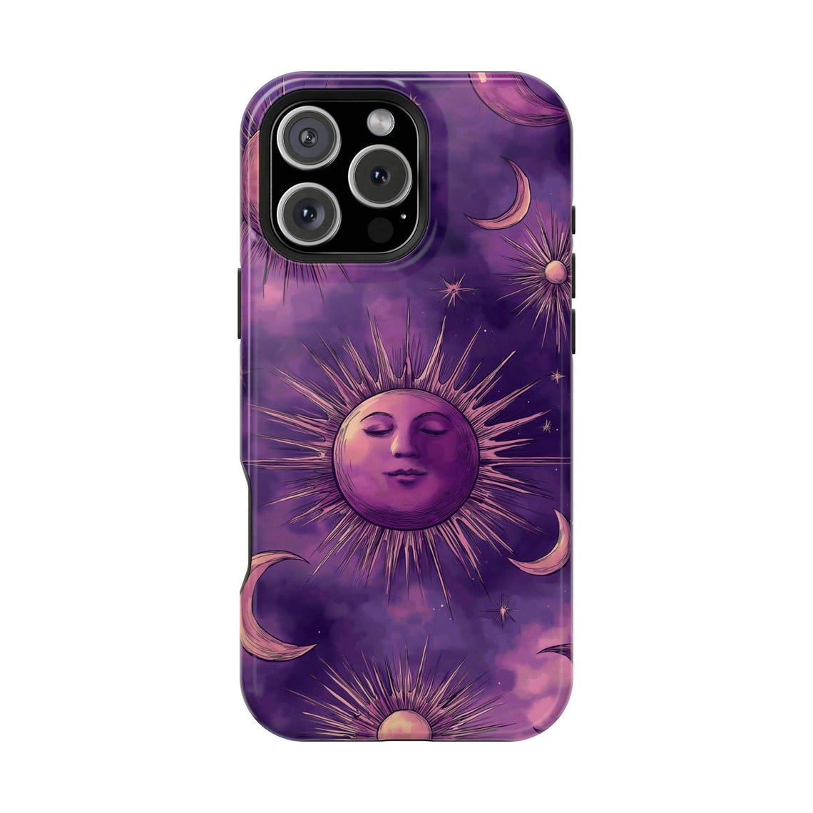 Celestial Purple Sun Moons Abstract Lavender Artwork Phone Case with ...
