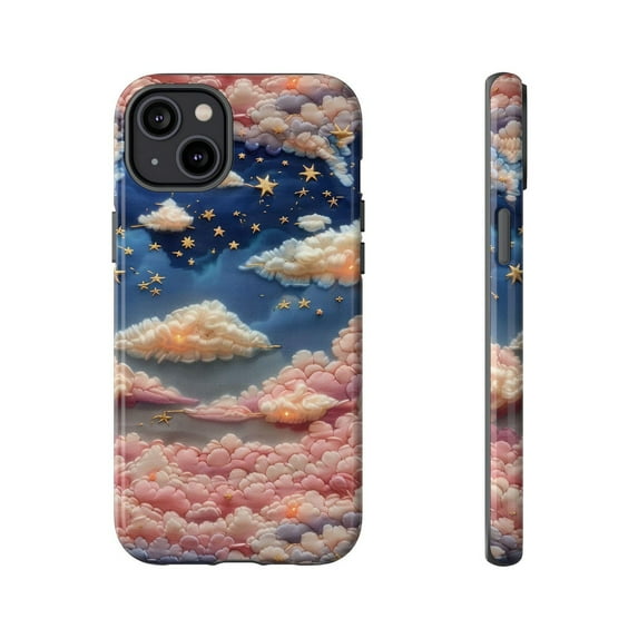 Celestial Rainbow Embroidered Stars Moon iPhone Case 17 through 11 Pro ...