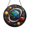 Celestial Saturn and Space Art Glass Style Decorative Window Hanging ...