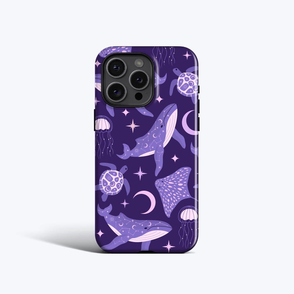 Celestial Sea Life Purple Ocean Cosmic Art iPhone Case 17 16 15 14 13 ...