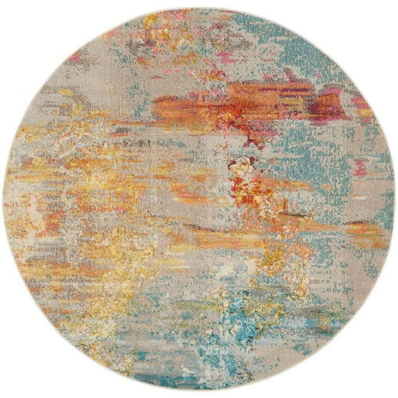 Celestial Sealife Multicolor 8 ft. x 8 ft. Abstract Modern Round Area ...