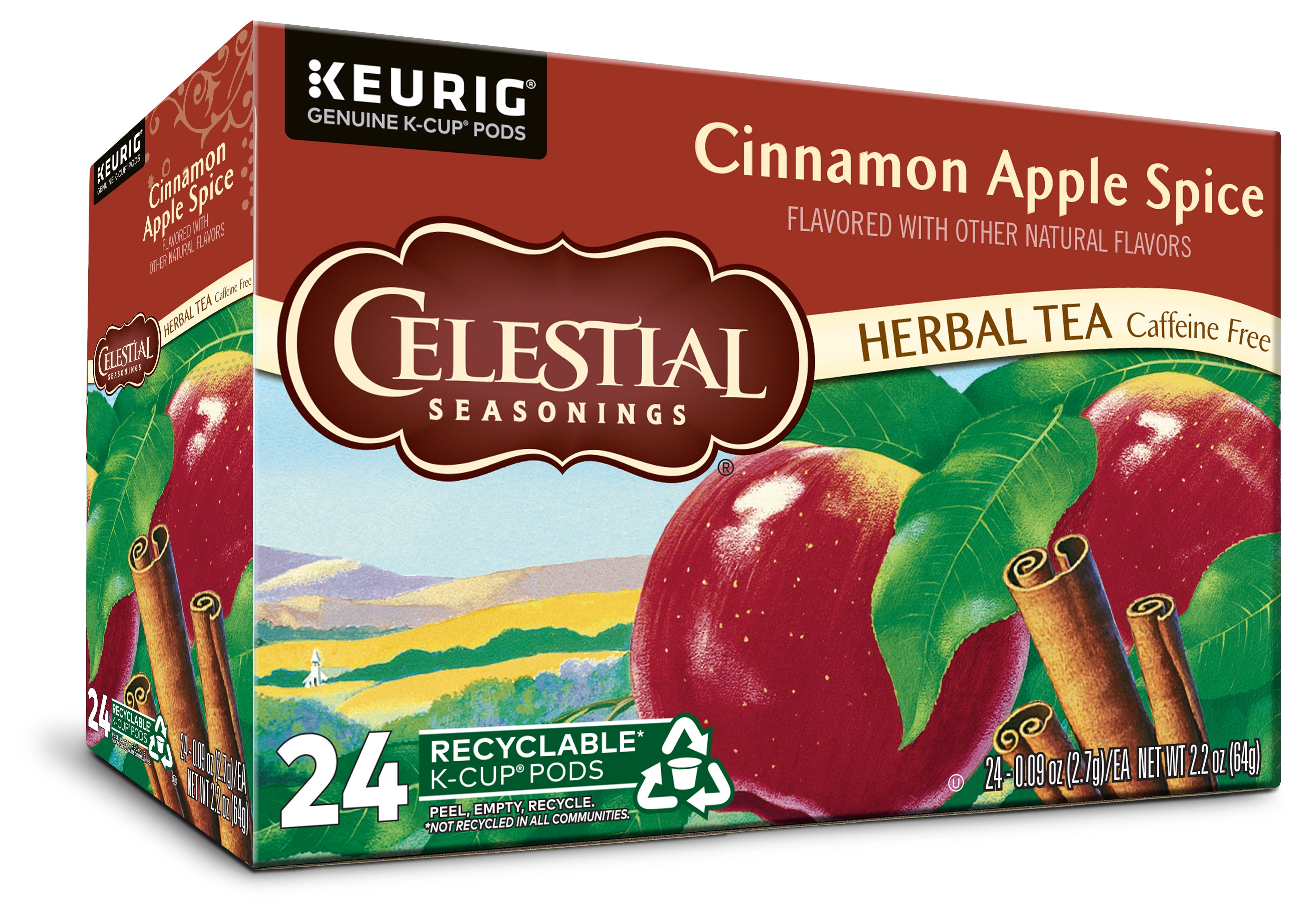 Celestial Seasonings Apple Cinnamon Spice Herbal Tea, 24 K-CUP PODS ...