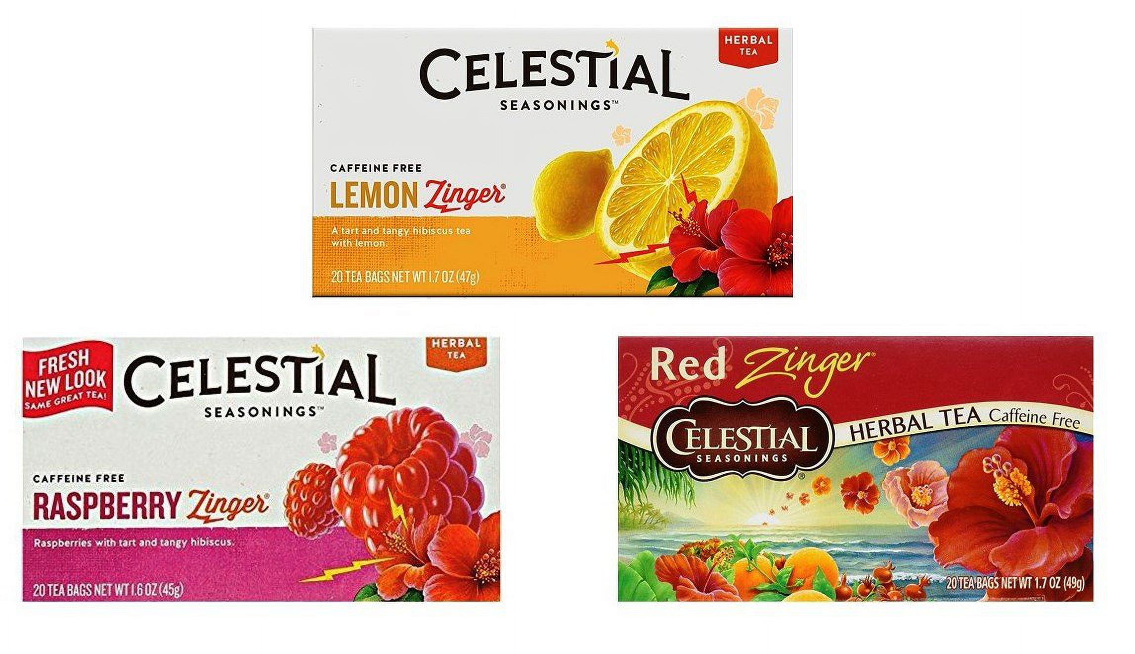 Celestial Seasonings Caffeine Free Herbal Zinger Teas 3 Flavor Variety ...