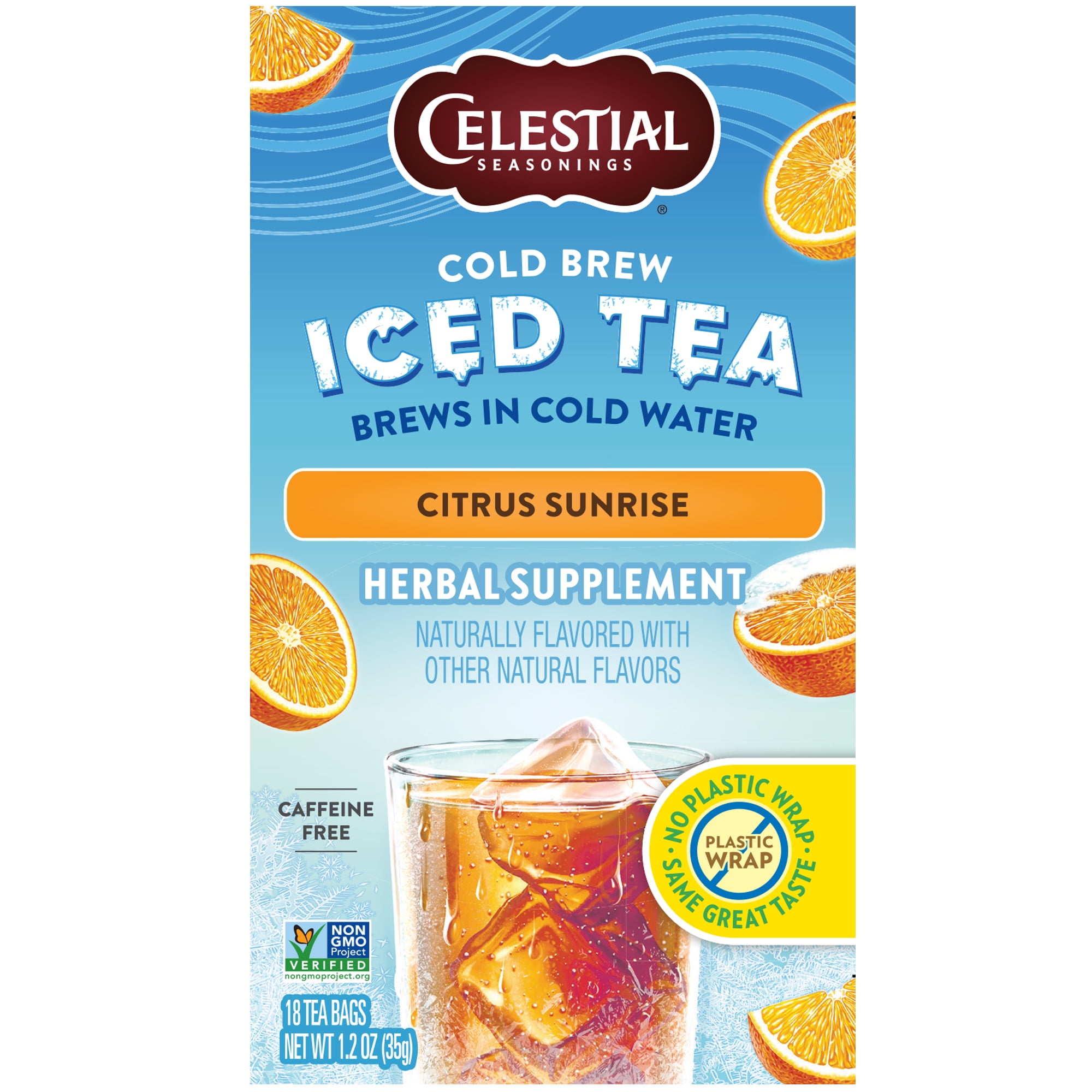 Celestial Seasonings Cold Brew Citrus Sunrise Iced Wellness Tea Bags ...