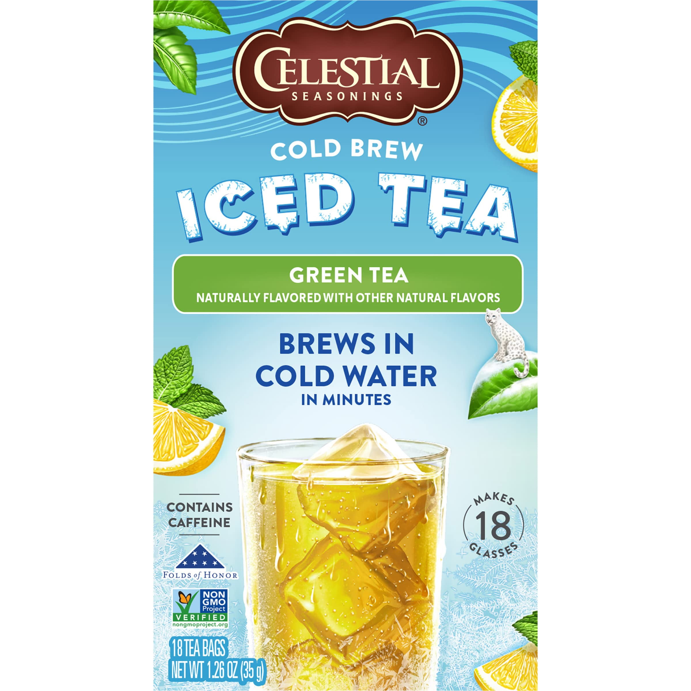 Celestial Seasonings Cold Brew Iced Tea, Green Tea, 18 Count (Pack Of 6 ...