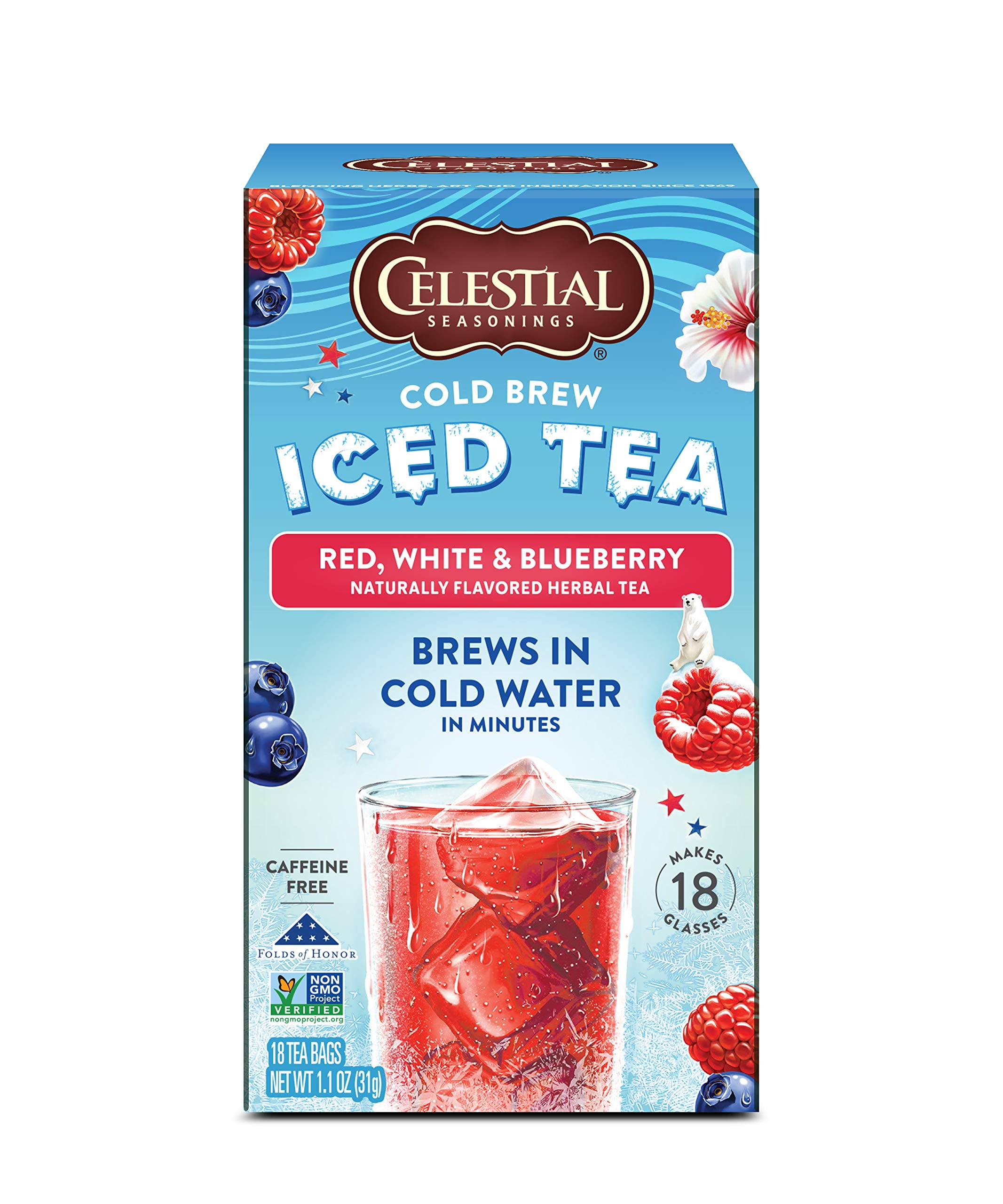 Celestial Seasonings Cold Brew OIF8 Red, White & Blueberry Iced Tea ...