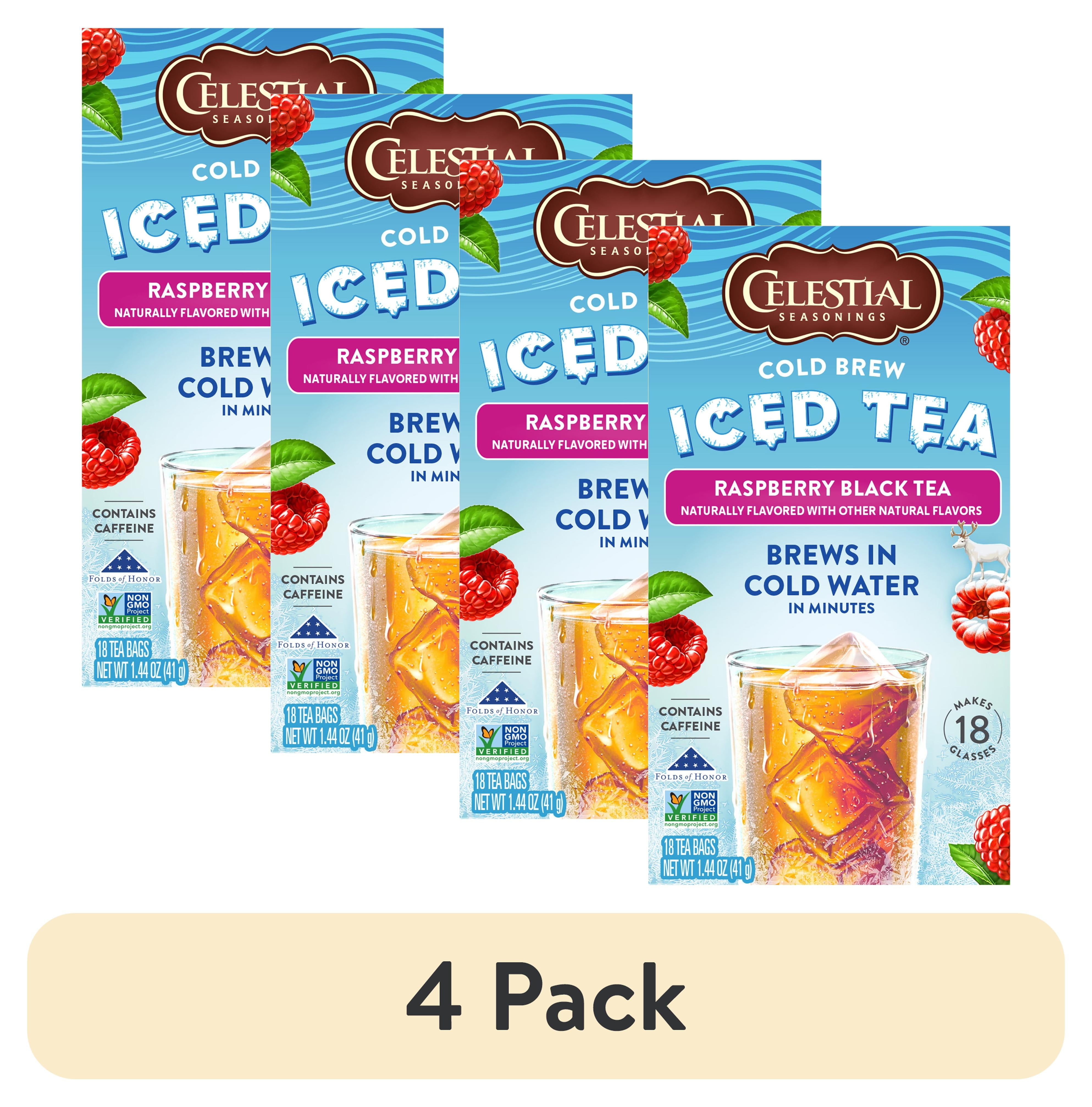 (4 pack) Celestial Seasonings Cold Brew Raspberry Black Iced Tea Bags ...
