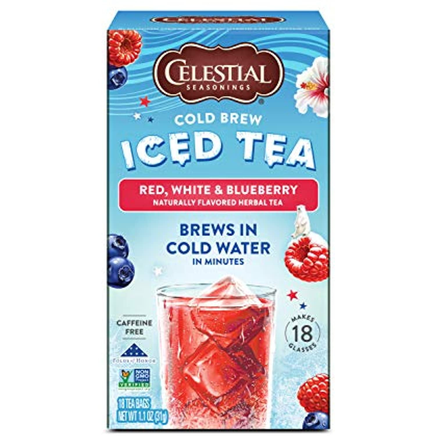 Celestial Seasonings Cold Brew Red White, Blueberry, 18 Count - Walmart.com