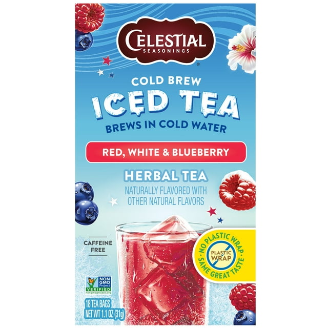 Celestial Seasonings Caffeine Free Cold Brew Red, White & Blueberry ...