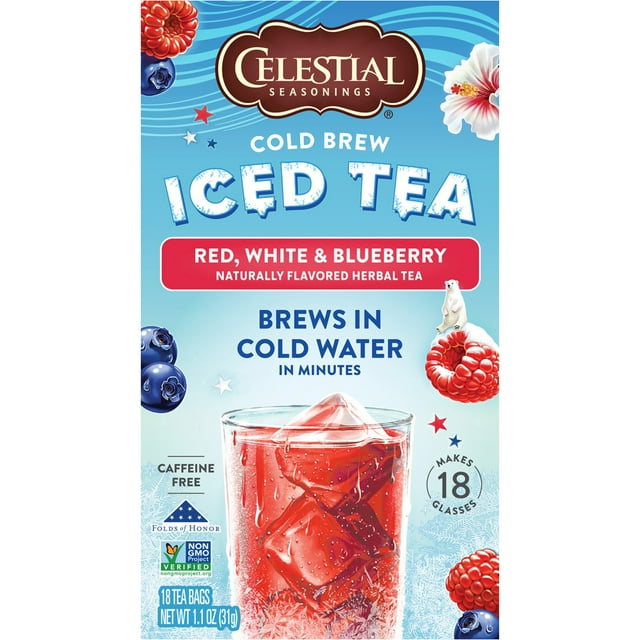 Celestial Seasonings Cold Brew Red White & Blueberry Iced Herbal Tea ...