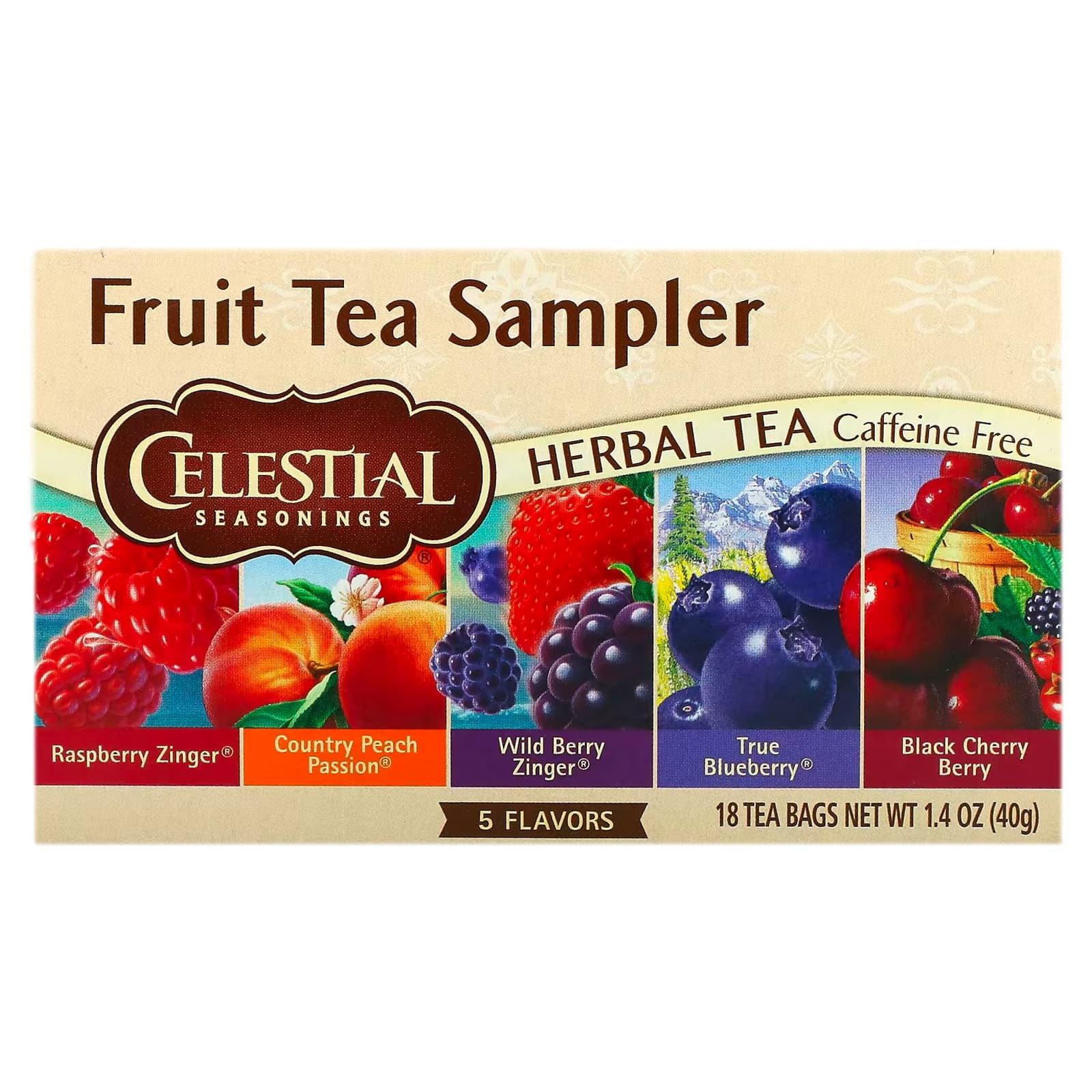 Celestial Seasonings, Fruit Tea Sampler, Caffeine Free, 5 Flavors, 18 ...