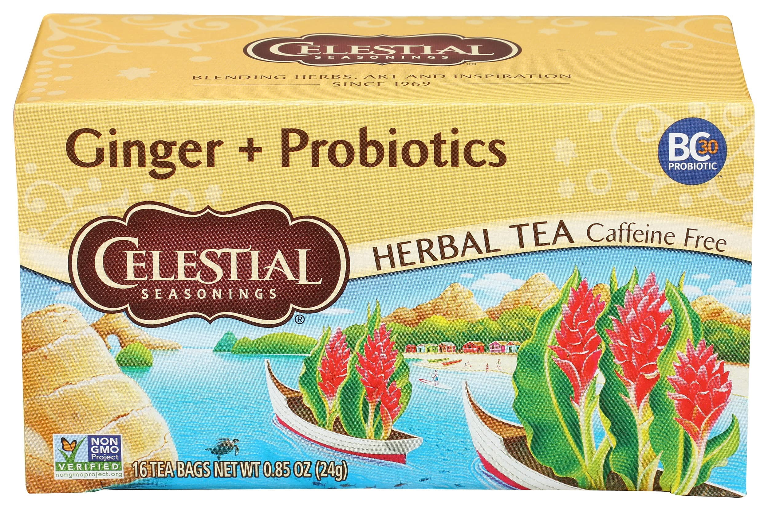 Celestial Seasonings Ginger & Probiotics Herbal Tea, 20 Ct - Walmart.com