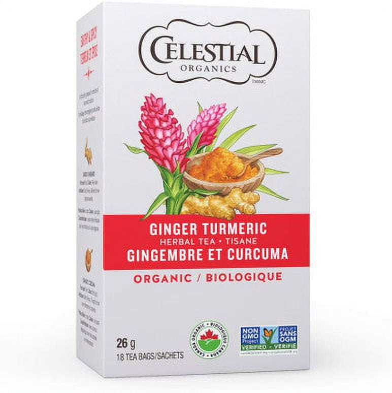 Celestial Seasonings Ginger & Turmeric Organic Herbal Tea, 18 Tea Bags ...