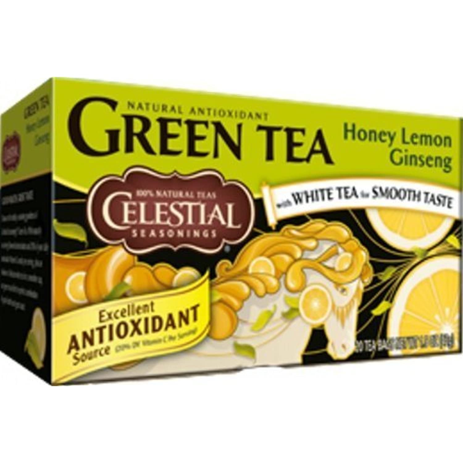 Celestial Seasonings Green Tea Honey Lemon Ginseng With White Tea -- 20 ...
