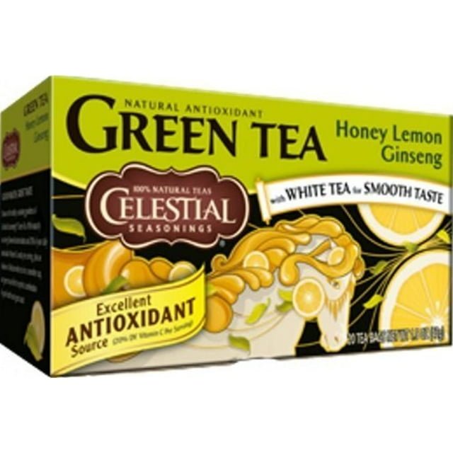 Celestial Seasonings Green Tea Honey Lemon Ginseng With White Tea -- 20 ...