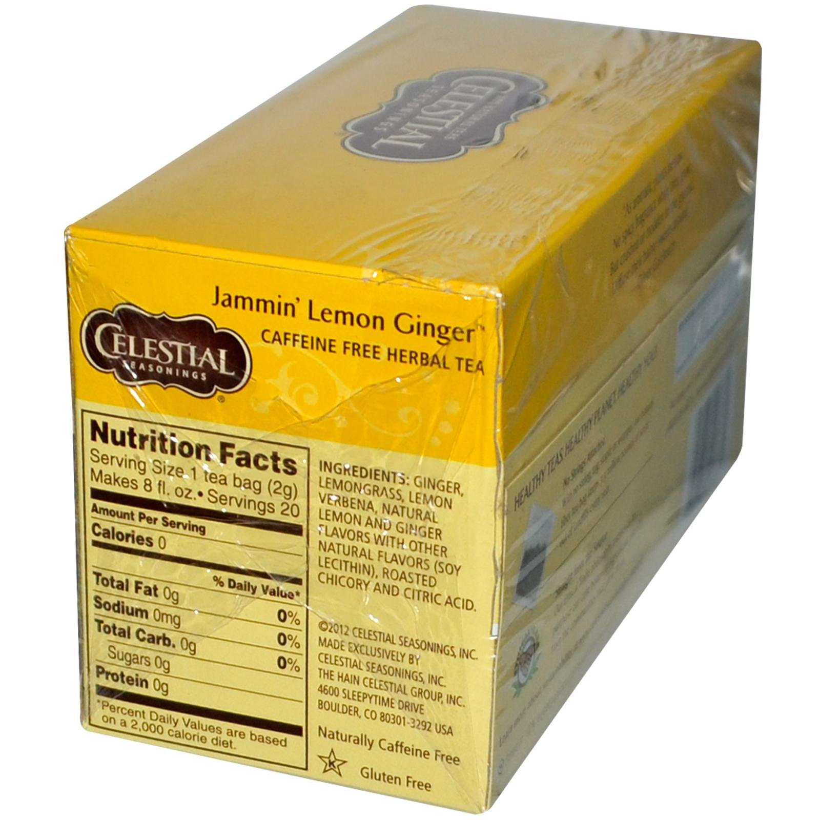 Celestial Seasonings Herbal Tea Caffeine Free Jammin' H2FSDLemon Ginger ...