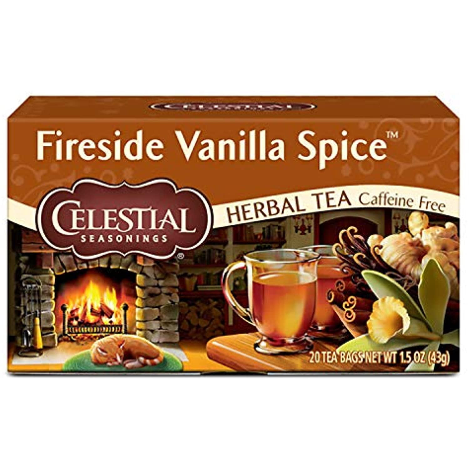 Celestial Seasonings Herbal Tea, Fireside Vanilla Spice, Caffeine Free, 20 Tea Bags (Pack Of 6 ...