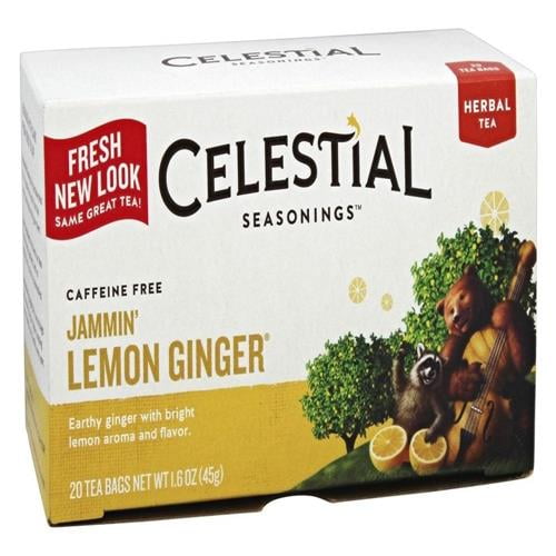 Celestial Seasonings Herbal Tea, Jammin Lemon Ginger, 20 Count Box ...