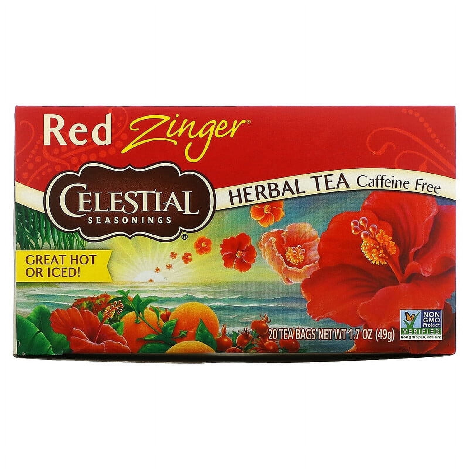 Celestial Seasonings Herbal Tea, Red Zinger, 20 Tea Bags, Hibiscus and ...