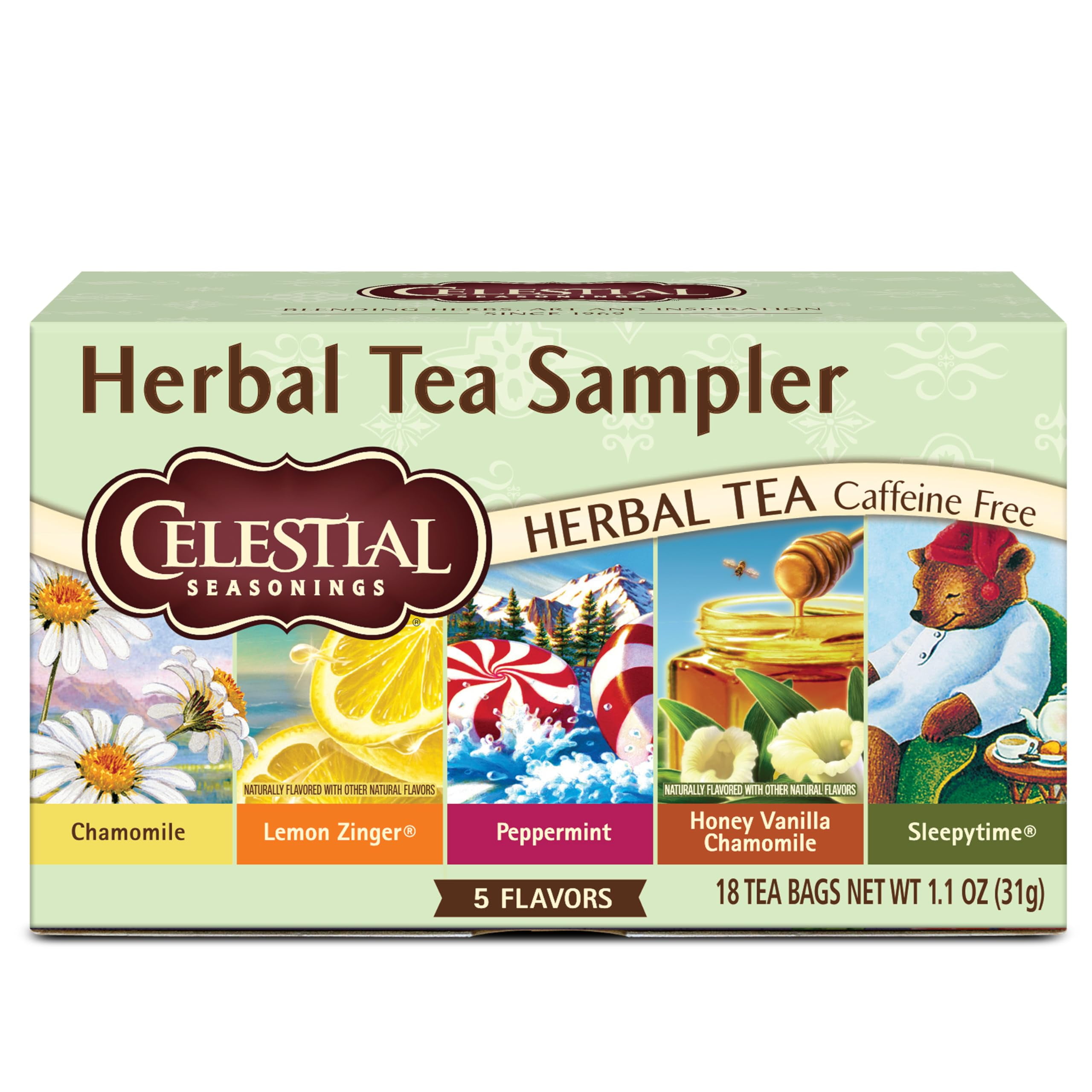 Celestial Seasonings Herbal Tea YPF5 Sampler Variety Pack, Caffeine ...