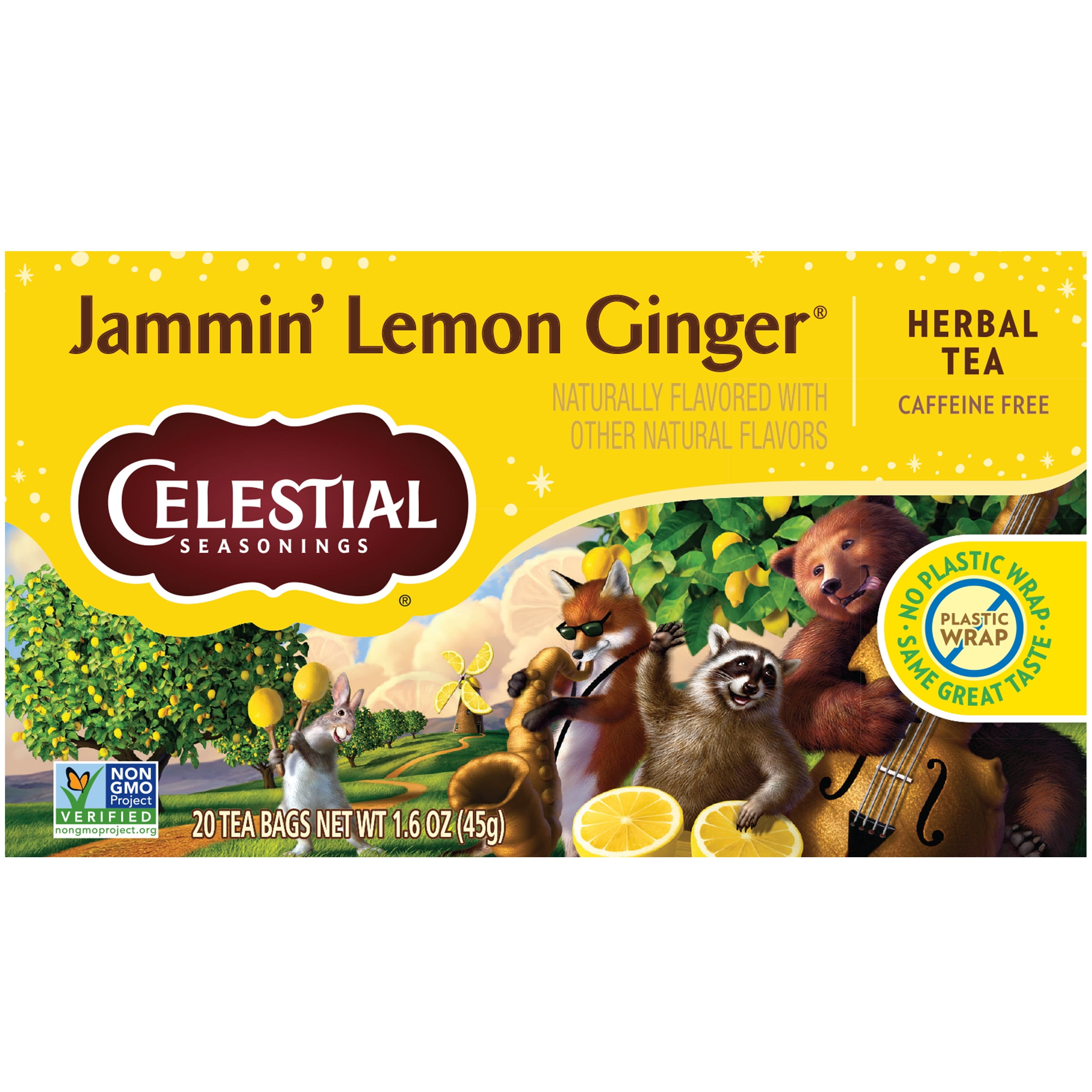 Celestial Seasonings Decaf Jammin' Lemon Ginger Herbal Tea Bags, Hot or ...