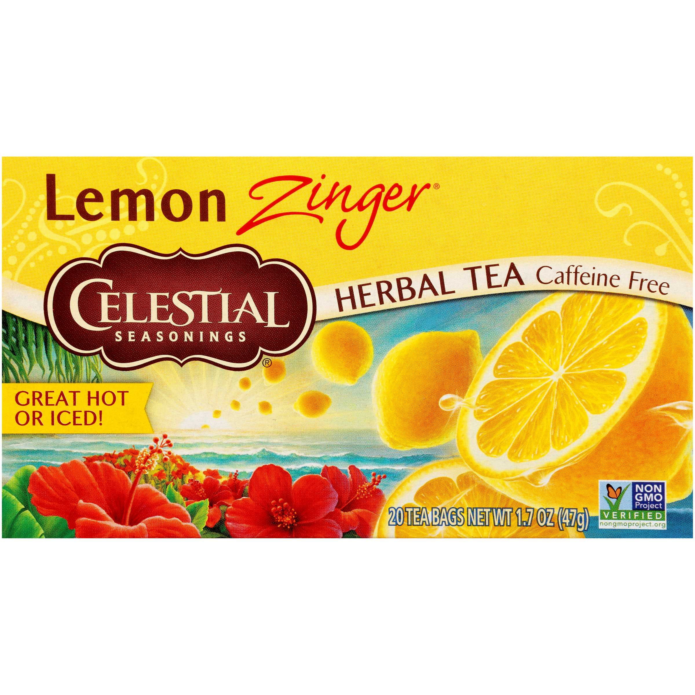 Celestial Seasonings Lemon Zinger Caffeine-Free Herbal Tea Bags, 20 ...