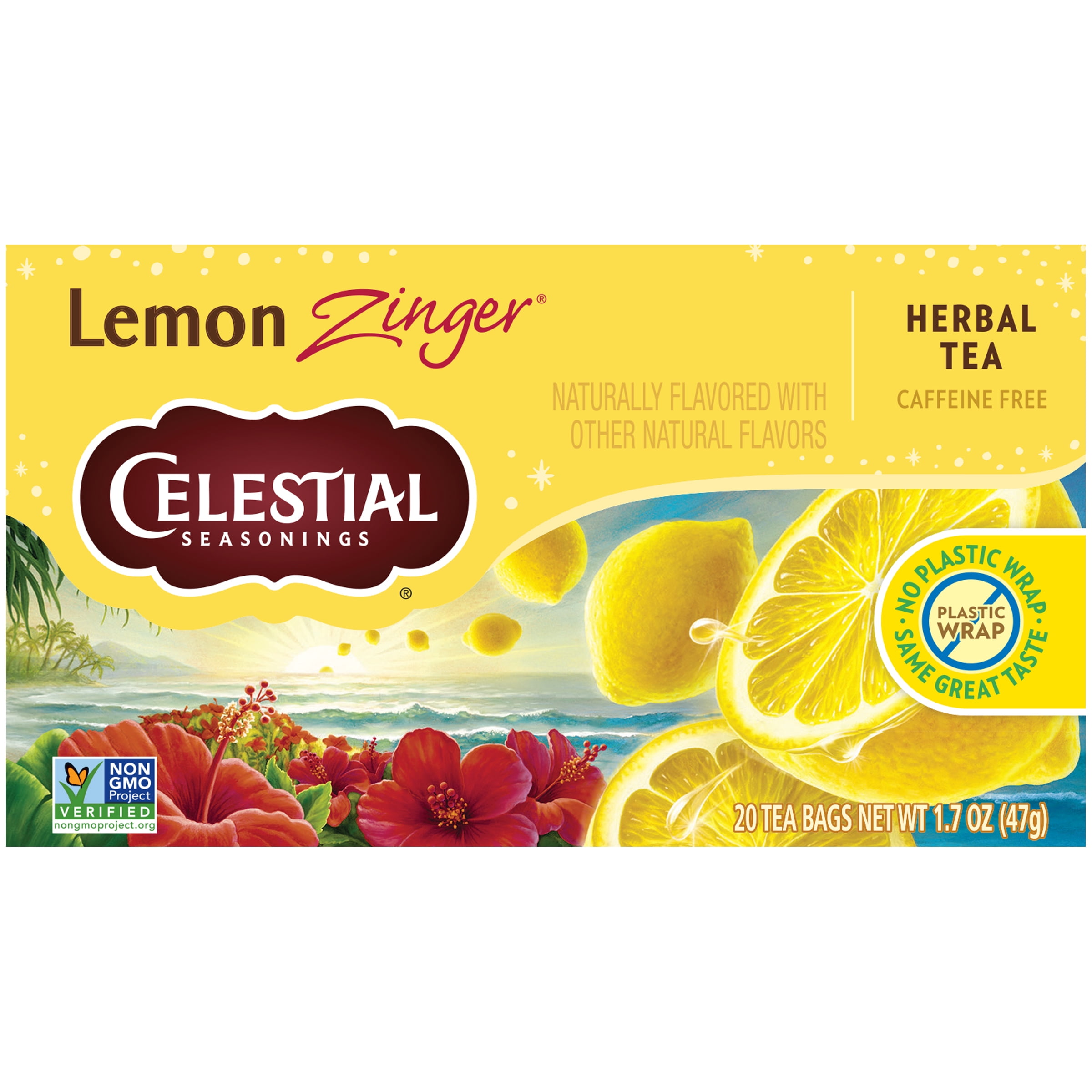 Celestial Seasonings Decaf Lemon Zinger Herbal Tea Bags, 20 Count ...