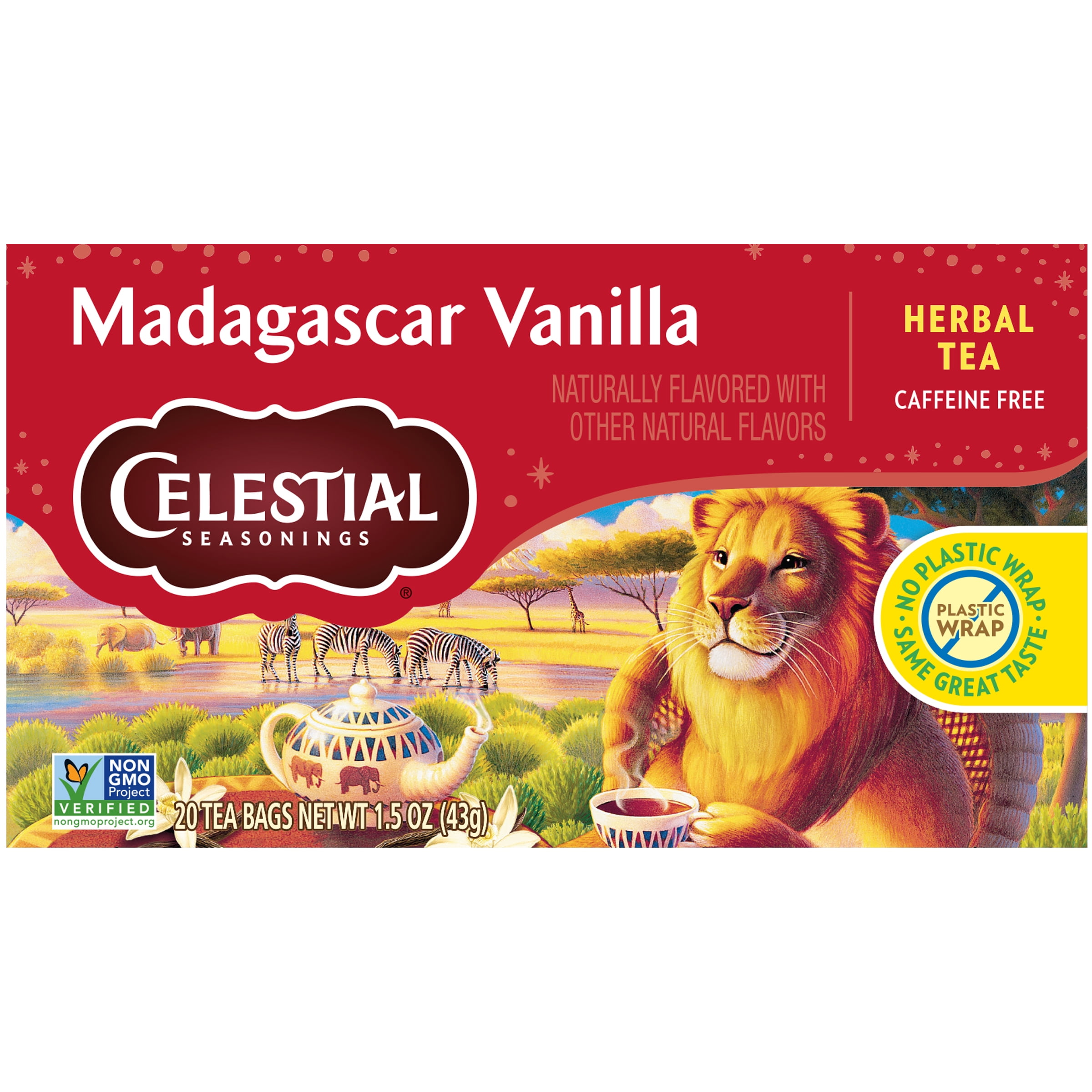 Celestial Seasonings Madagascar Vanilla Rooibos Herbal Tea Bags, Steep ...