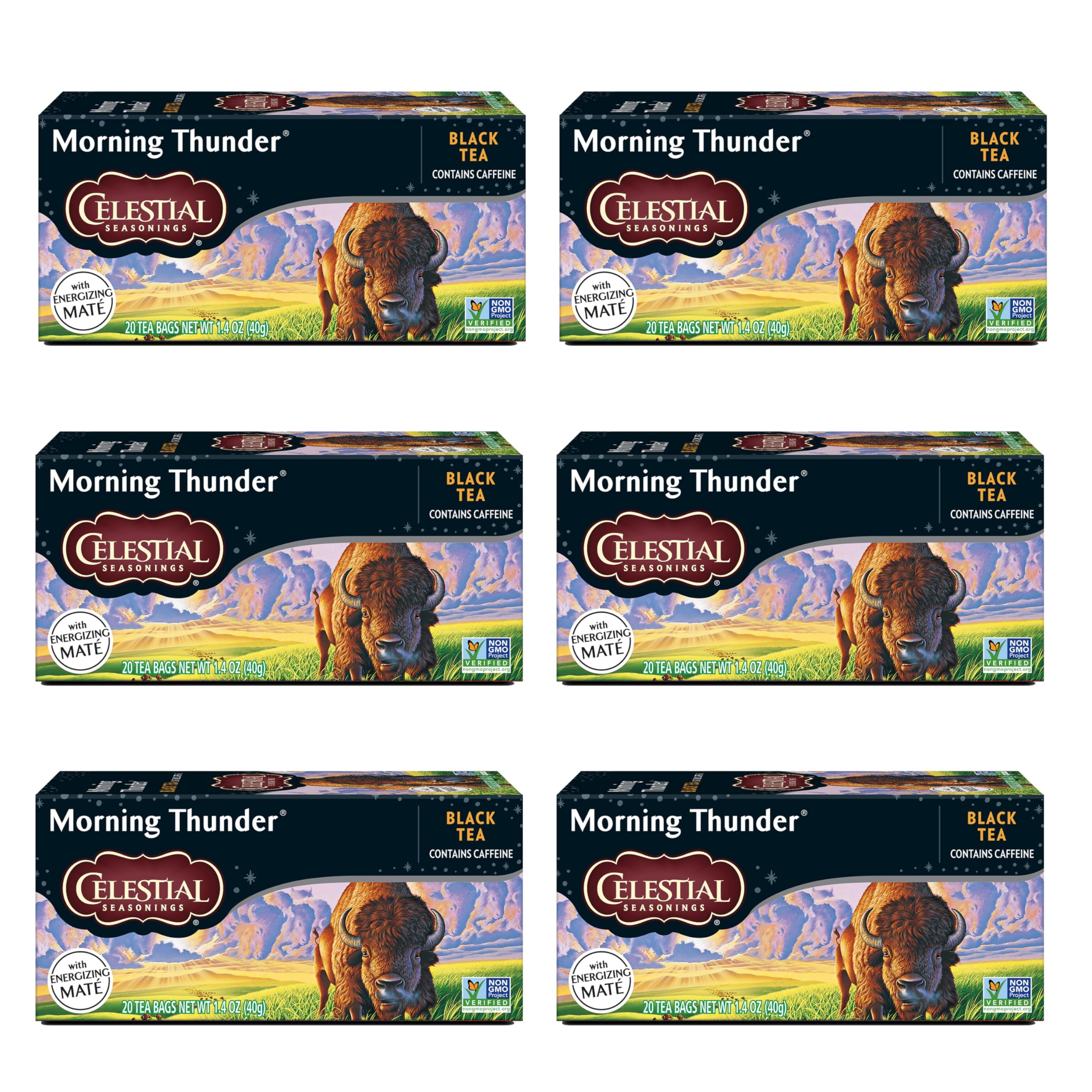 Celestial Seasonings Morning Thunder DPF11 Black Tea, Caffeinated, 20 ...