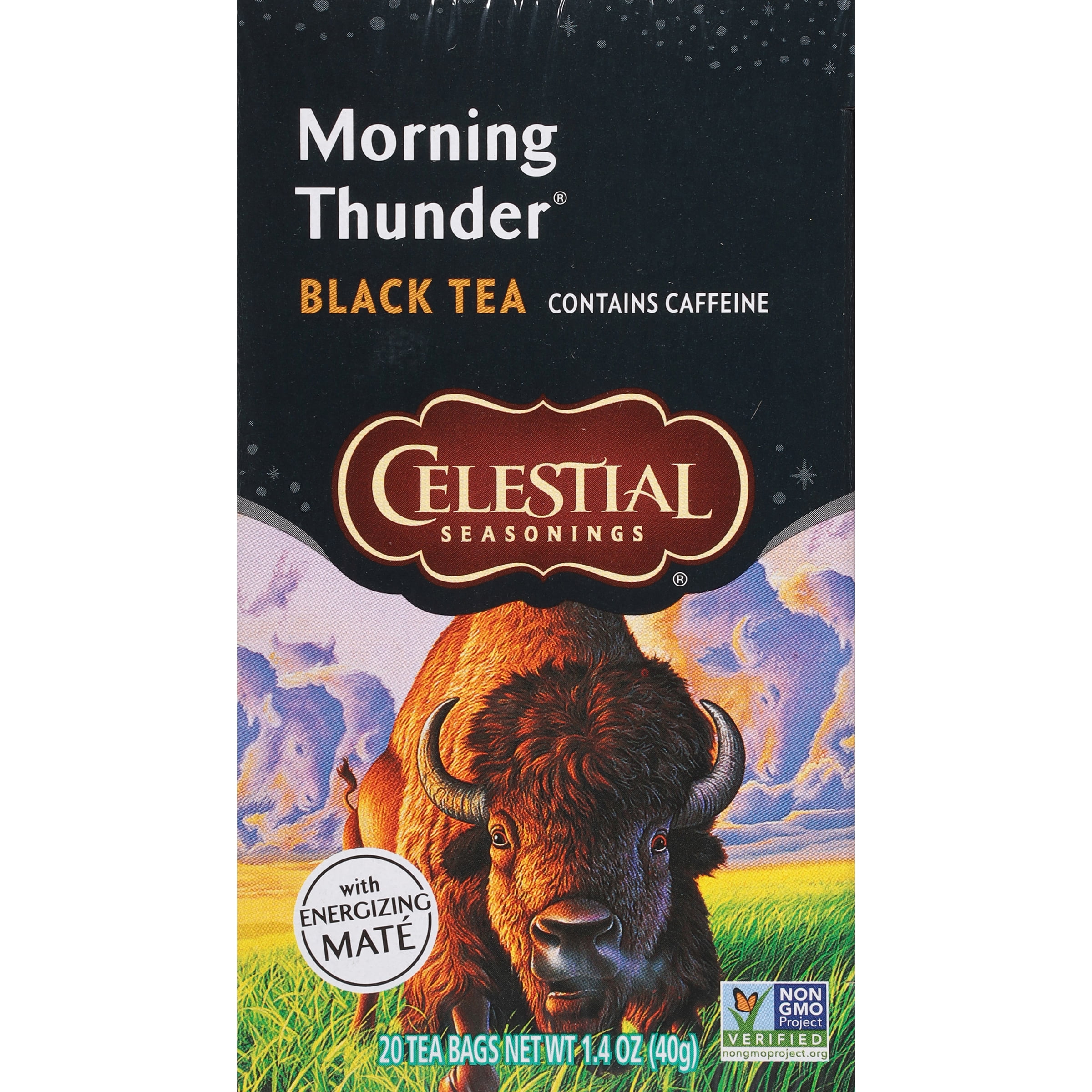 Celestial Seasonings Morning Thunder Matè Black Tea Bags, 20 Count ...