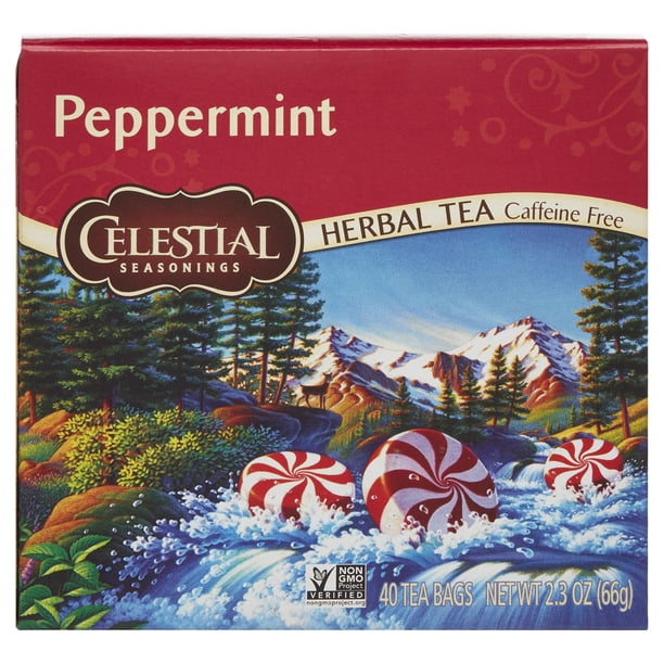 Celestial Seasonings Peppermint Caffeine-Free Herbal Tea Bags, 40 Count ...