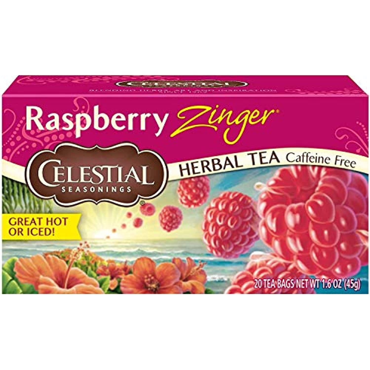 Celestial Seasonings Raspberry Zinger Caffeine Free Herbal Tea 20 Ct ...