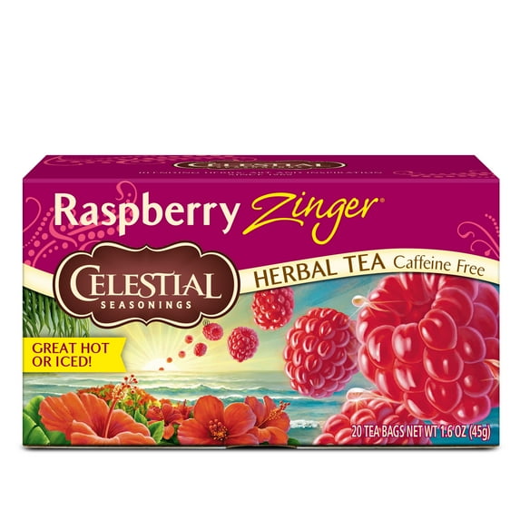 Celestial Seasonings Raspberry Zinger Caffeine-Free Herbal Tea Bags, 20 ...