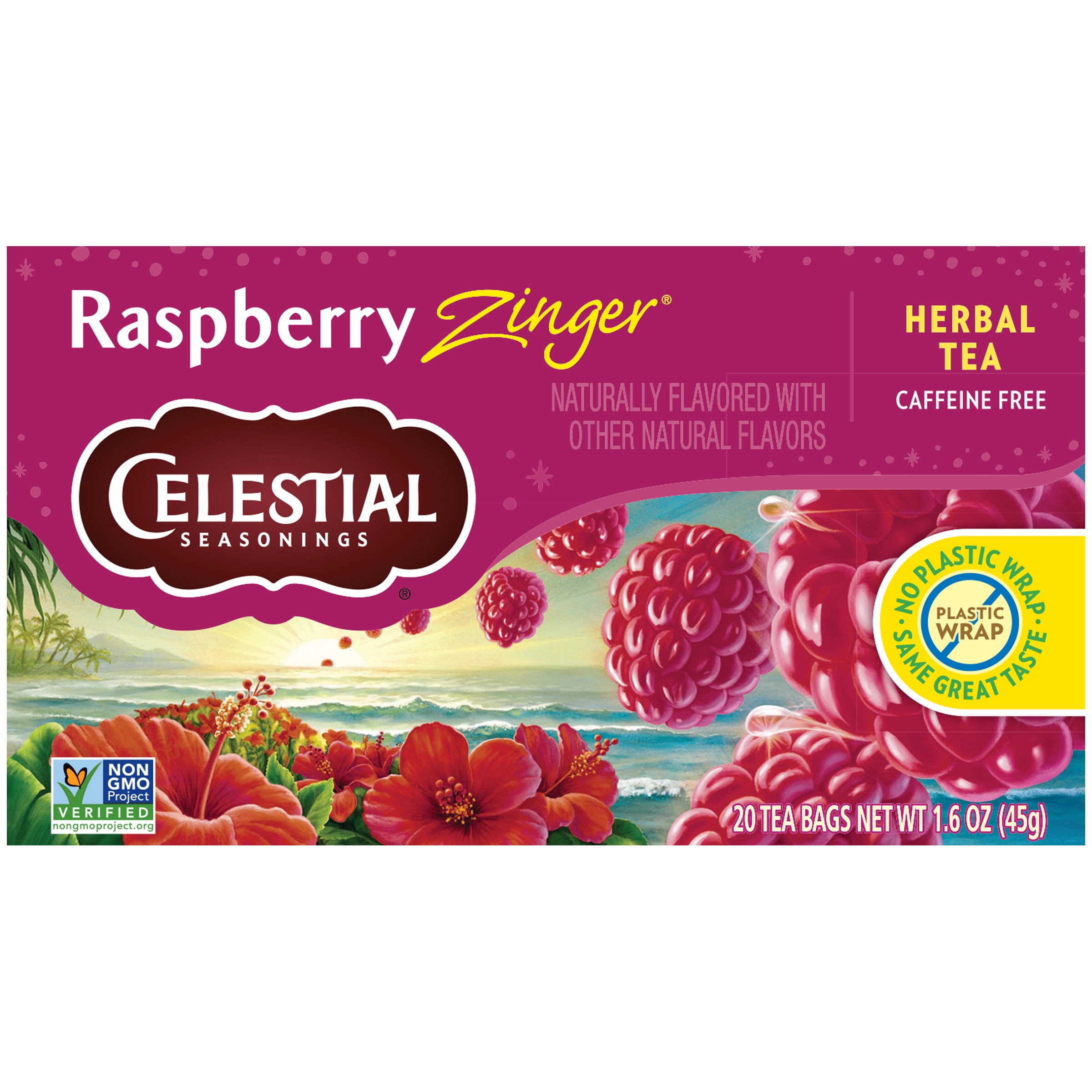 Celestial Seasonings Hot Raspberry Zinger Herbal Tea, Caffeine-Free, 20 ...