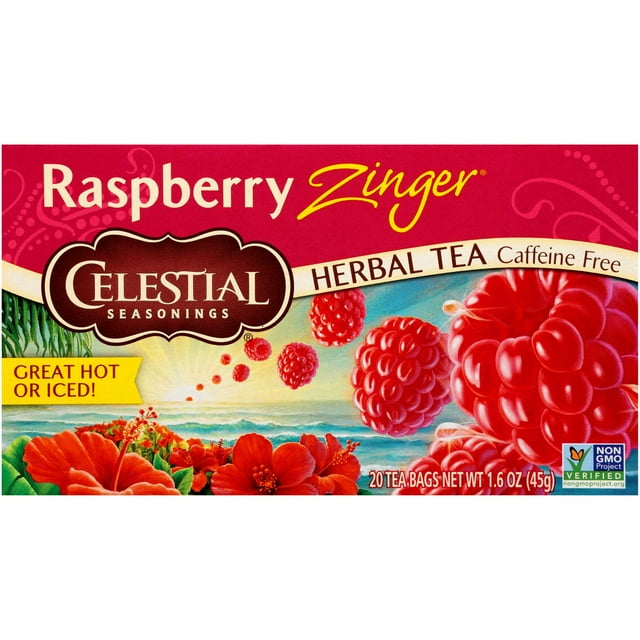 Celestial Seasonings Raspberry Zinger Caffeine-Free Herbal Tea Bags, 20 ...