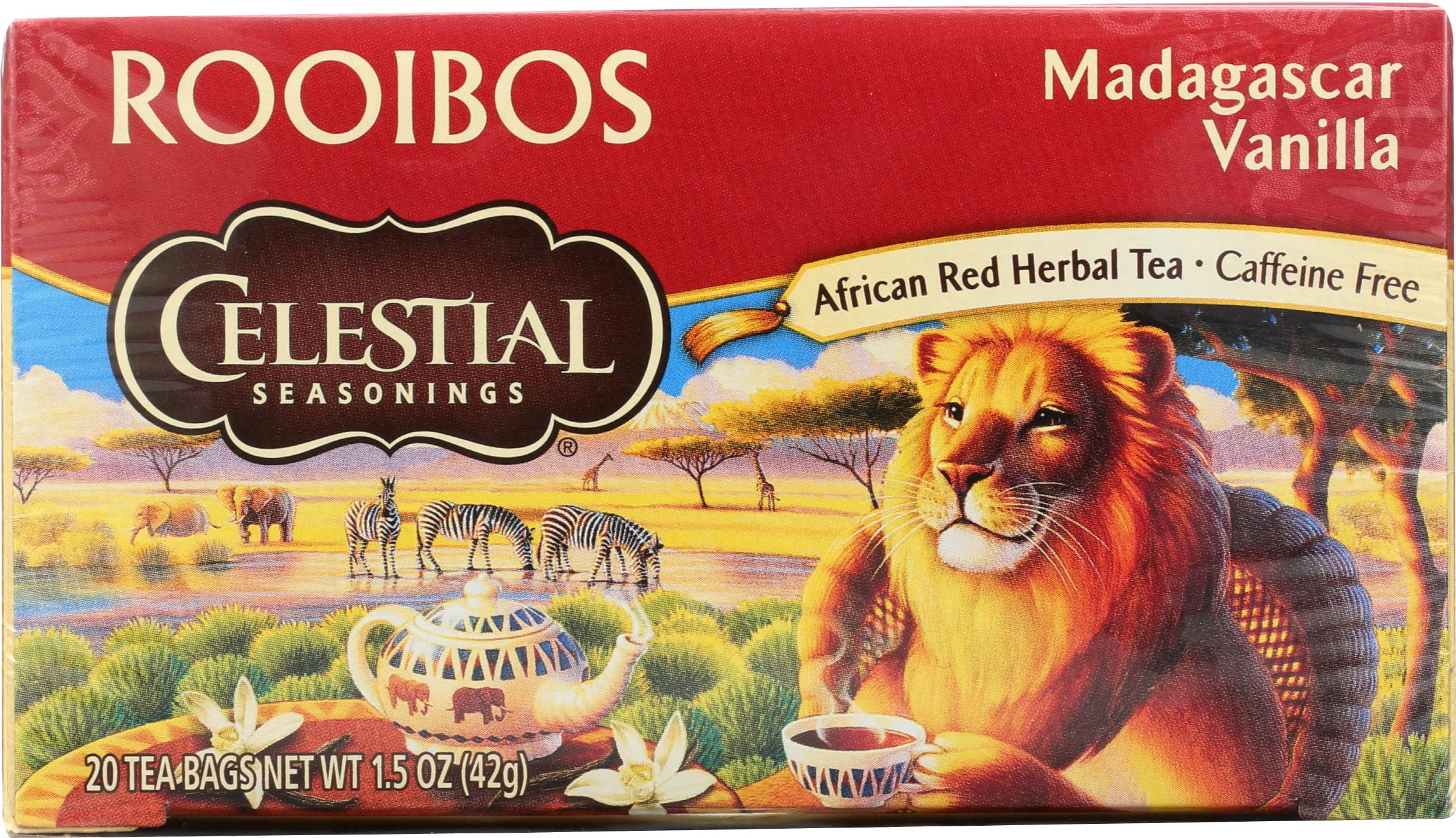 Celestial UM1 Seasonings Madagascar Vanilla Red Herbal Tea, Caffeine ...