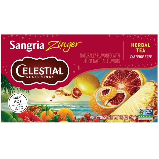 Celestial Seasonings Herbal Tea, Sangria Zinger with Lemon & Citrus ...