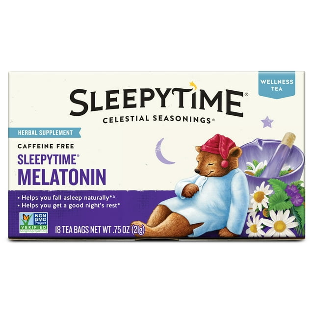 Celestial Seasonings Sleepytime Wellness Melatonin Herbal Tea Bags, 18 ...