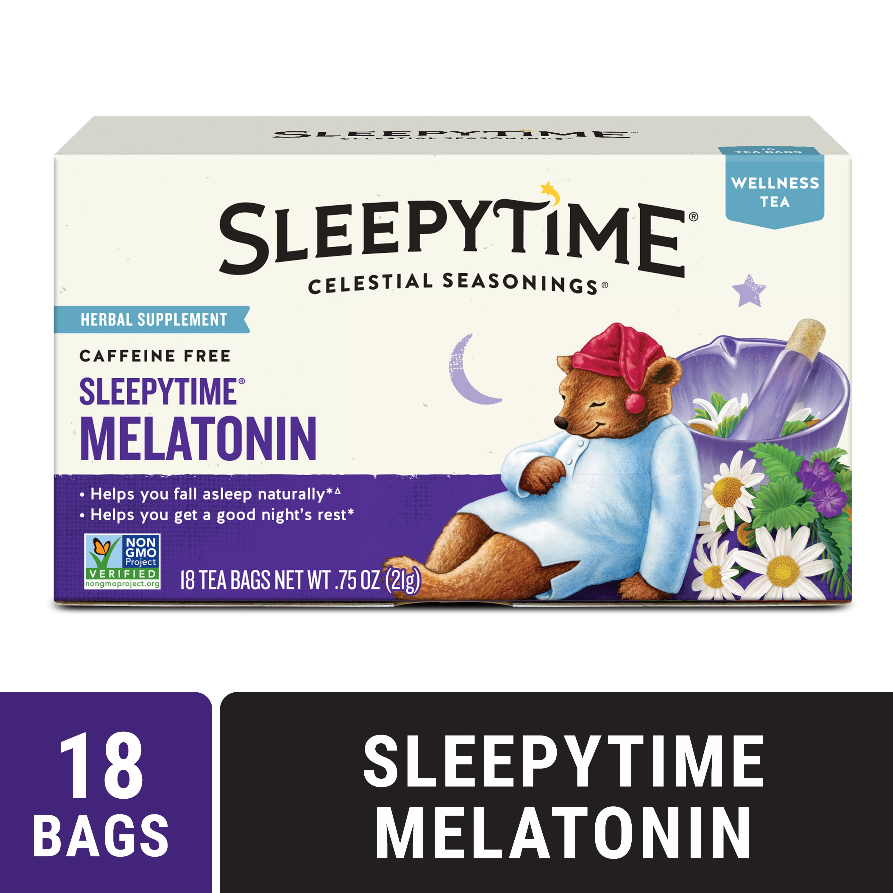 Celestial Seasonings Sleepytime Wellness Melatonin Herbal Tea Bags 18 ...