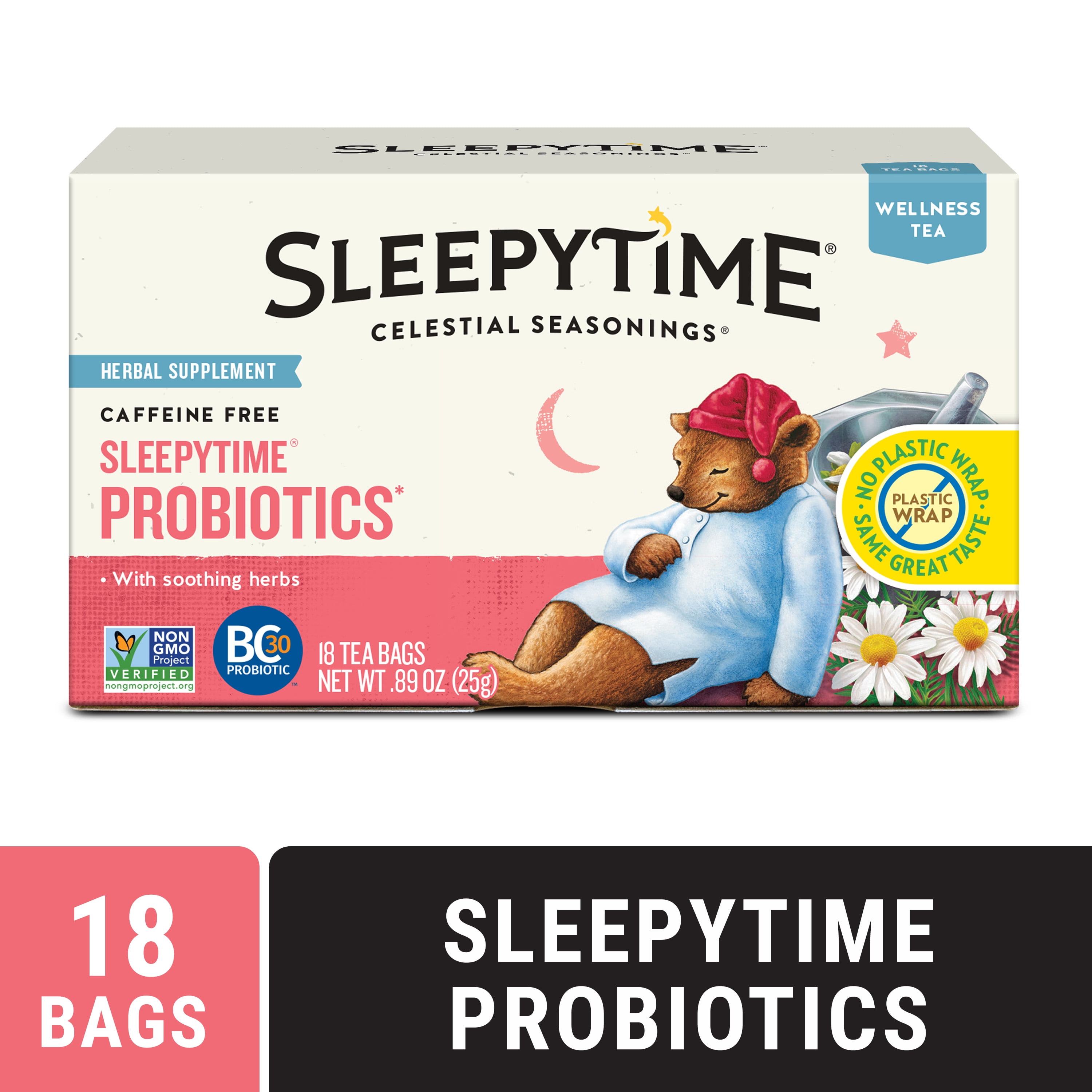 Celestial Seasonings Sleepytime Wellness Herbal Tea Bags with ...