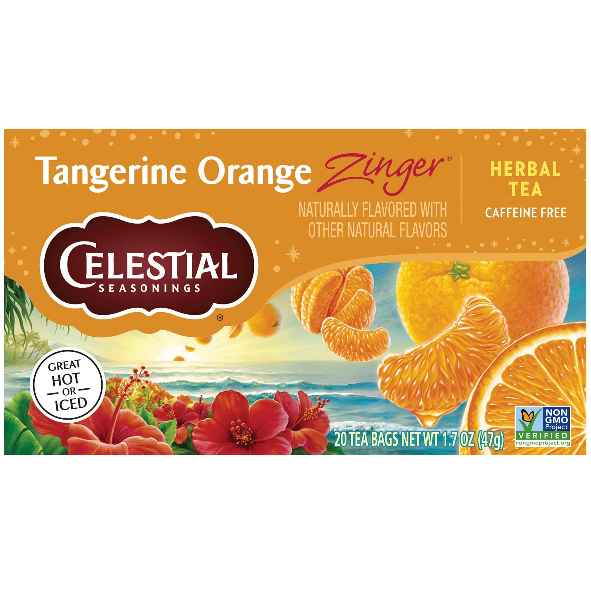 Celestial Seasonings Tangerine Orange Zinger Herbal Tea Bags 20 Count ...