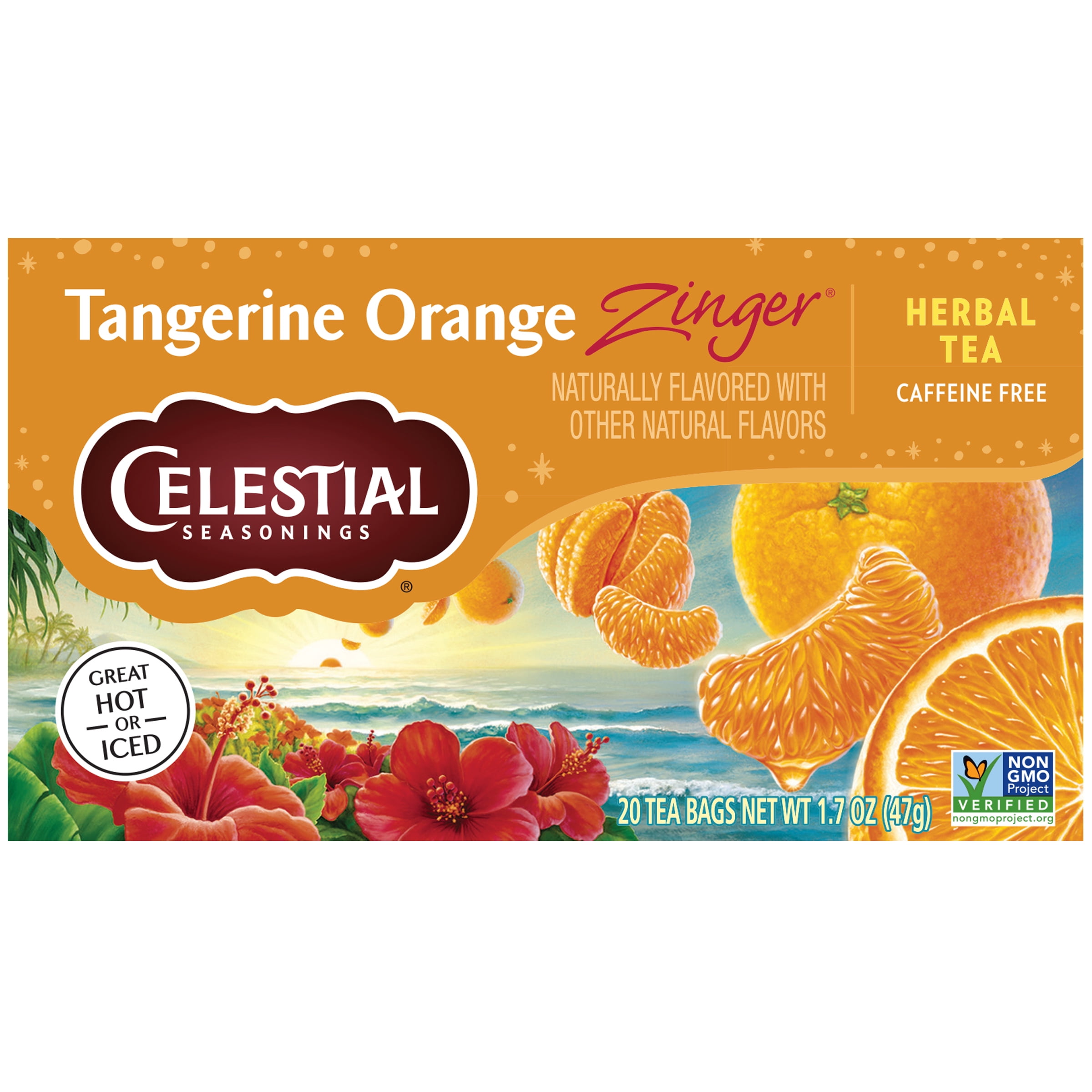 Celestial Seasonings Tangerine Orange Zinger with Hibiscus, Caffeine ...