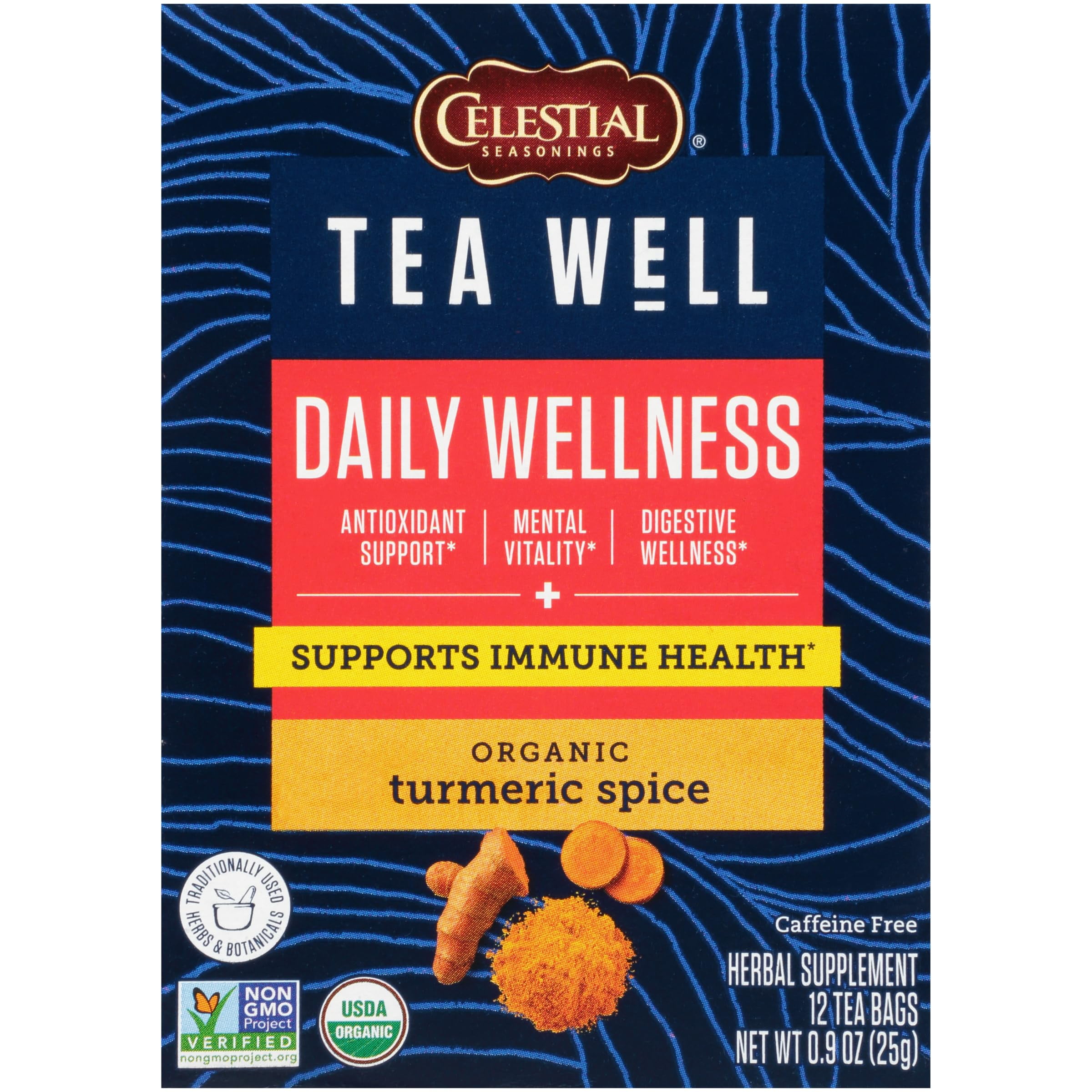 Celestial Seasonings TeaWell Herbal Tea, Daily FSH1 Wellness, Organic ...