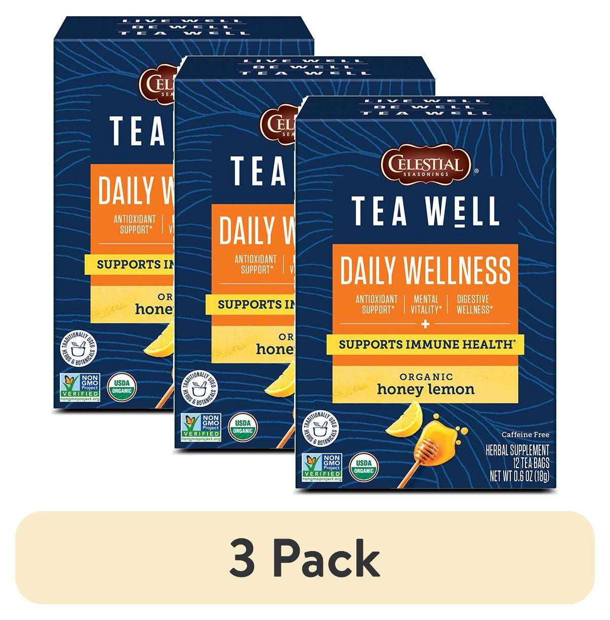 (3 pack) Celestial Seasonings TeaWell Daily Wellness Organic Honey ...